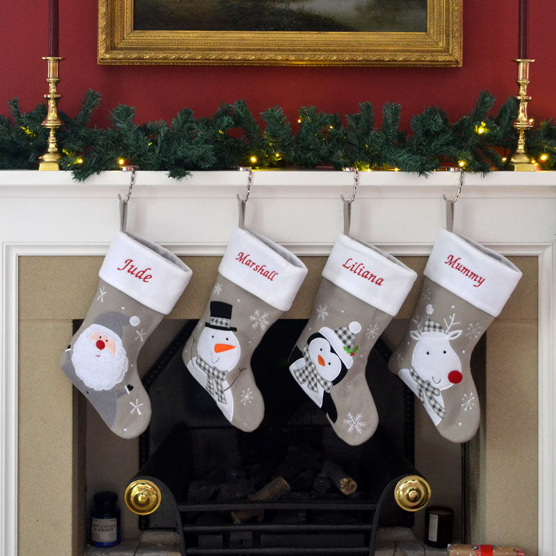 Luxury Deluxe Silver Personalised Embroidered Christmas Stocking Santa ...