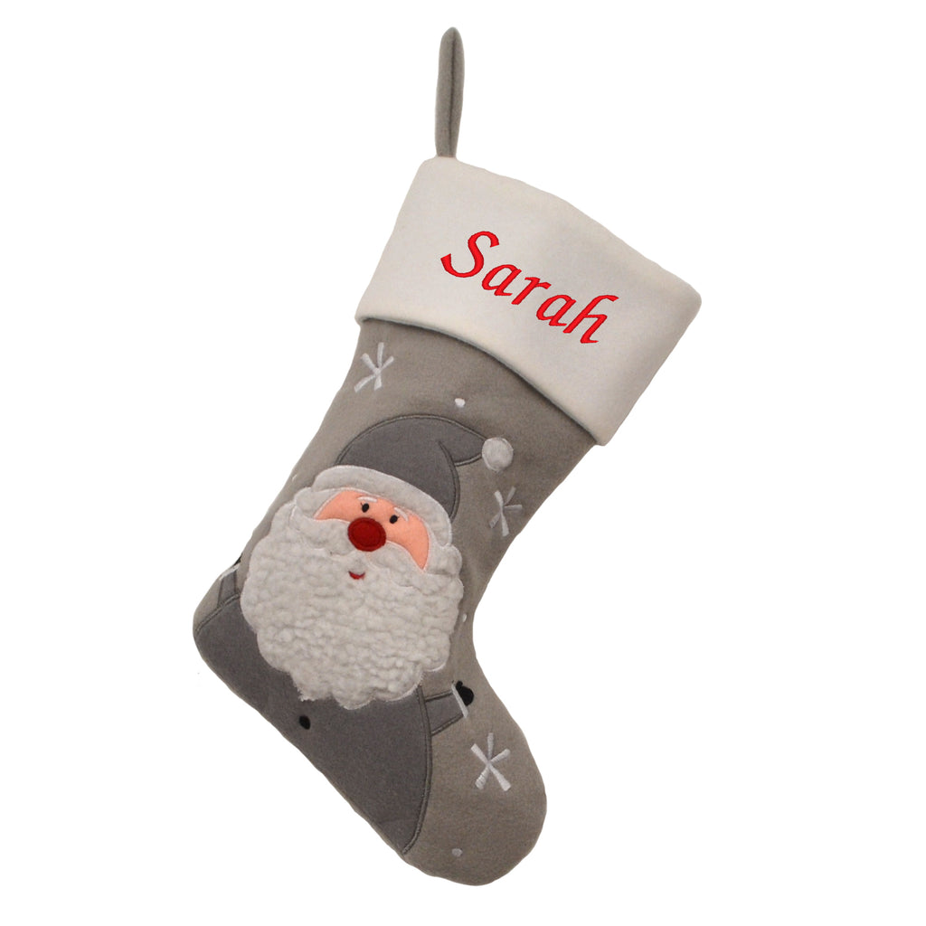 Luxury Deluxe Silver Personalised Embroidered Christmas Stocking Santa ...