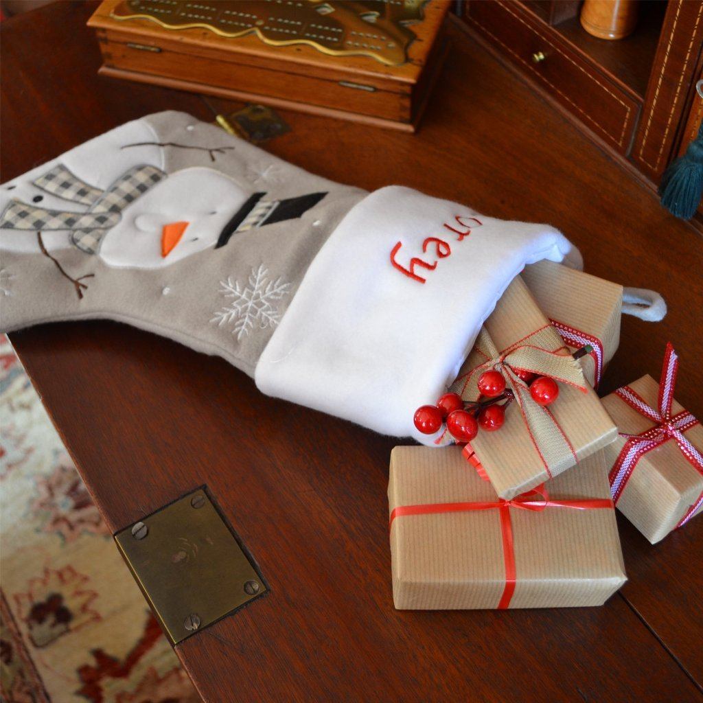 Luxury Deluxe Silver Personalised Embroidered Christmas Stocking Santa ...